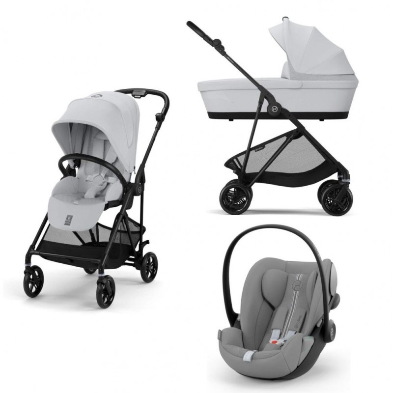 Cybex Melio Carbon 2025 Fog Grey 3in1 cu Cloud G Plus Recline ADAC